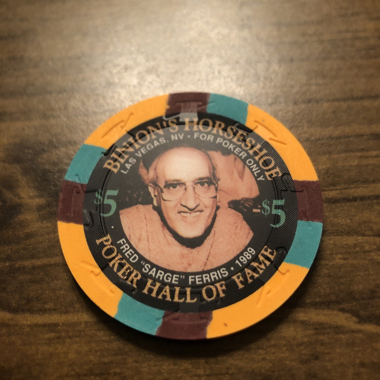 $5 binion's horseshoe Fred Ferris oversized poker las vegas casino chip ...