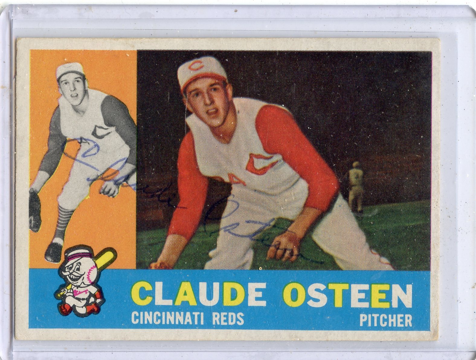1960 TOPPS BASEBALL #206 CLAUDE OSTEEN, AUTOGRAPH, CINCINNATI REDS ...
