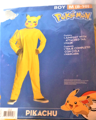 Pokemon Pikachu Kids Costume Halloween 8-10 Jumpsuit Mask Classic ...