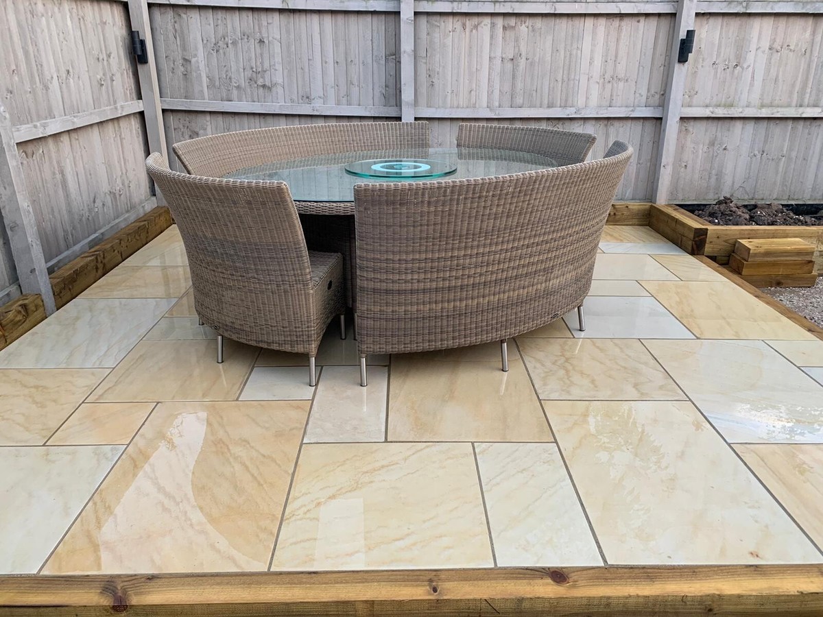 Rainbow Sawn Honed Sandstone Paving Slab 600mm X 600mm