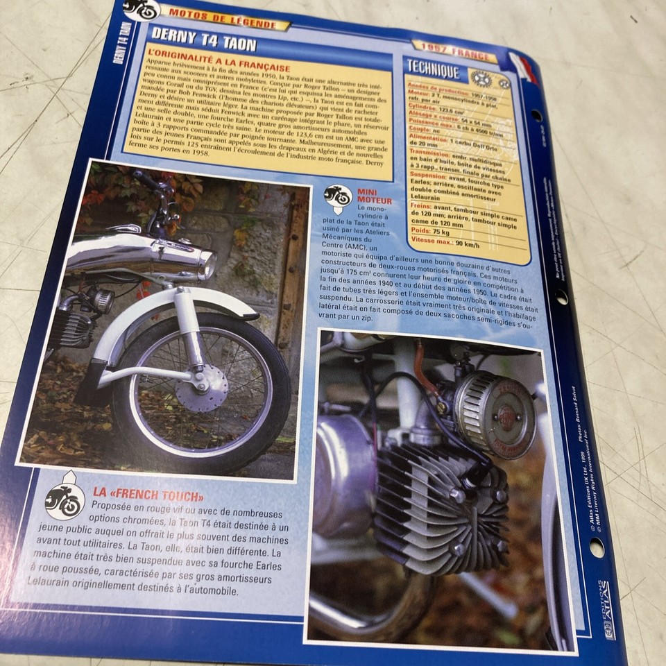 Derny 125 T4 Gadfly 1957 Form Card Motorbike Passion Collection Atlas ...