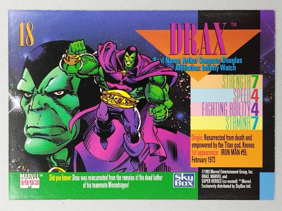 DRAX X-MEN Card Combat 1993 TCG Skybox Marvel Entertainment Group ...