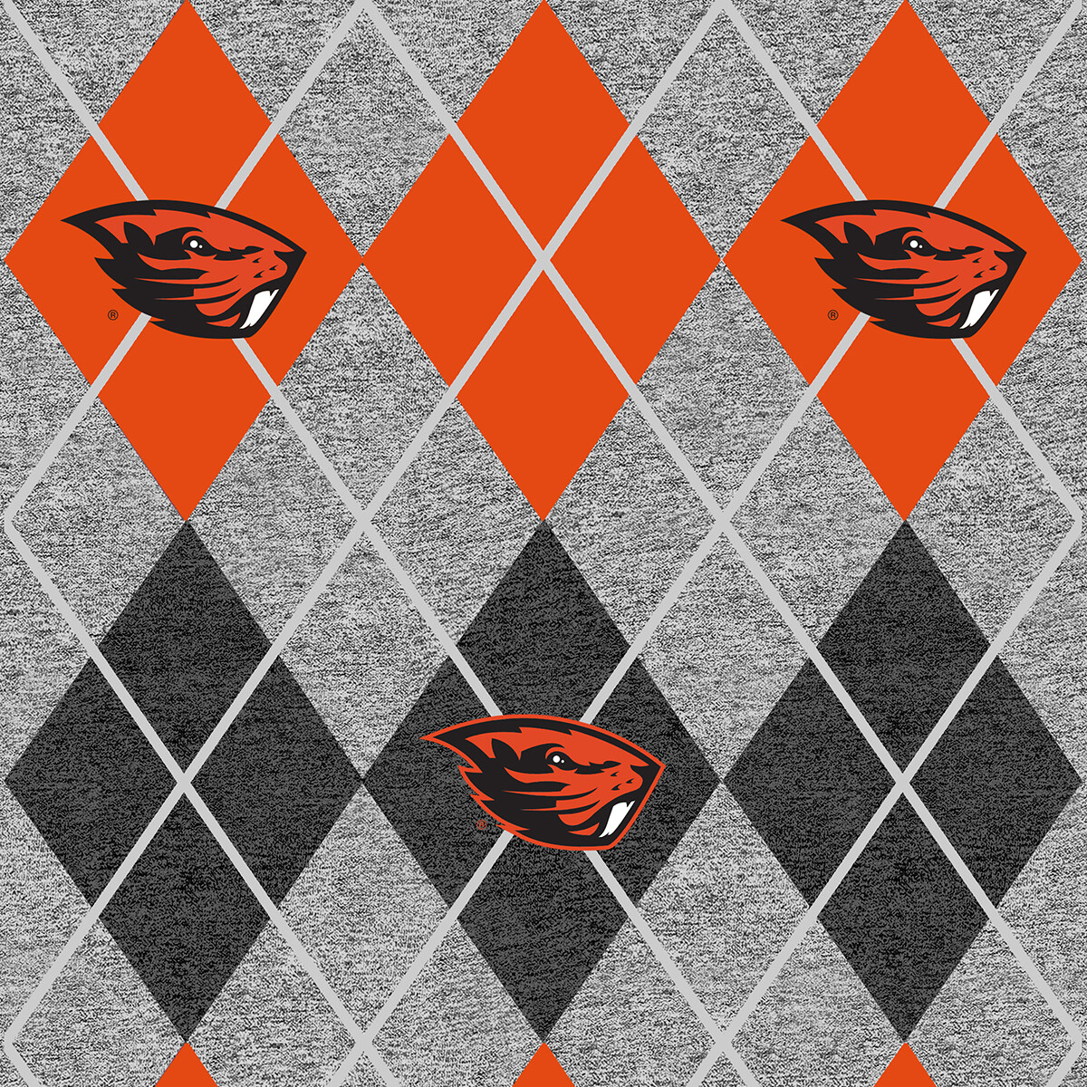 Oregon State Beavers OSU Argyle Heather Fleece Fabric-Fleece Blanket ...