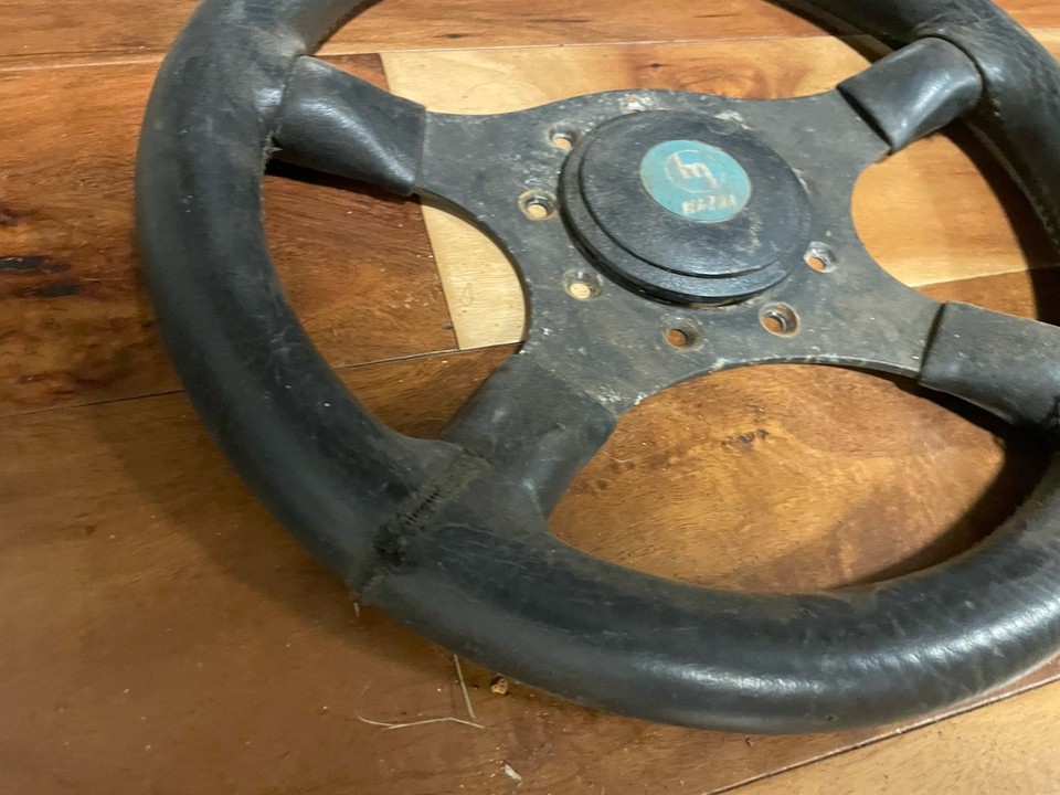 1980’s Formuling France Steering Wheel Leather w/ Vintage Mazda Horn ...
