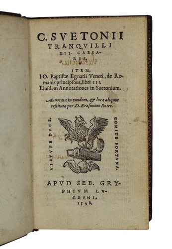 1548 SUETONIUS Roman History TWELVE CAESARS Rome FINE BINDING Erasmus ...