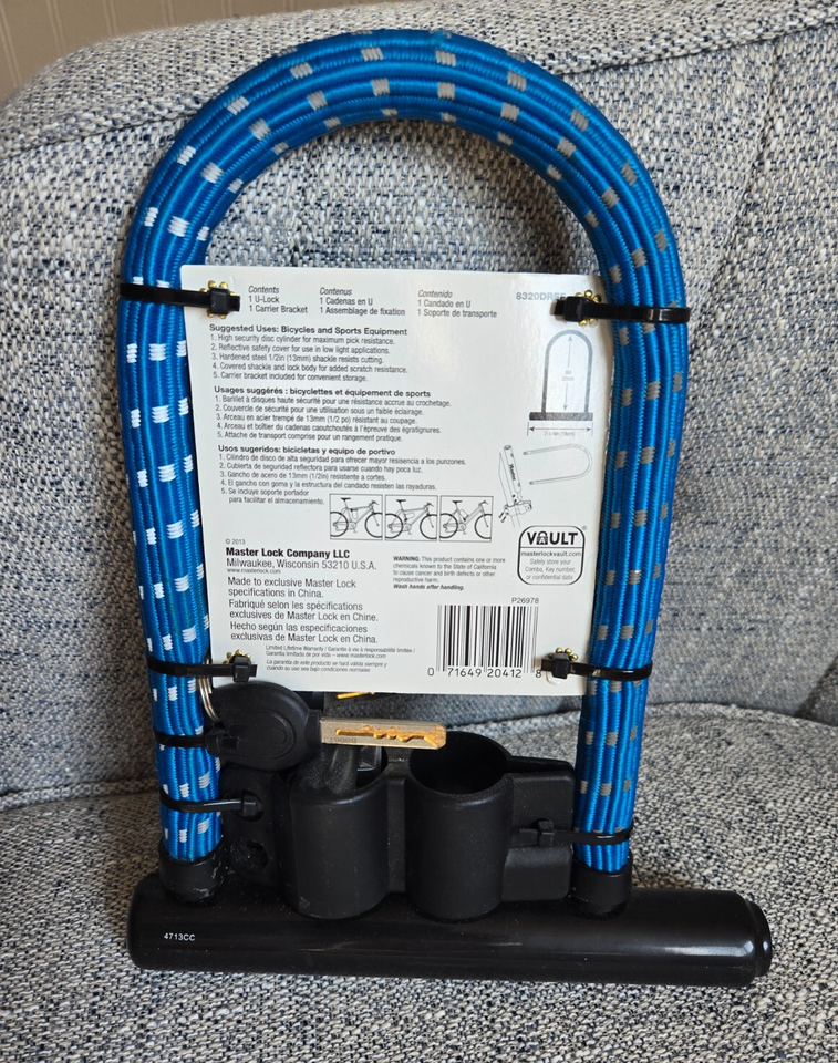 Master Lock Bike Security Reflective U-Lock Bike Lock w/ 2 Keys BLUE ...