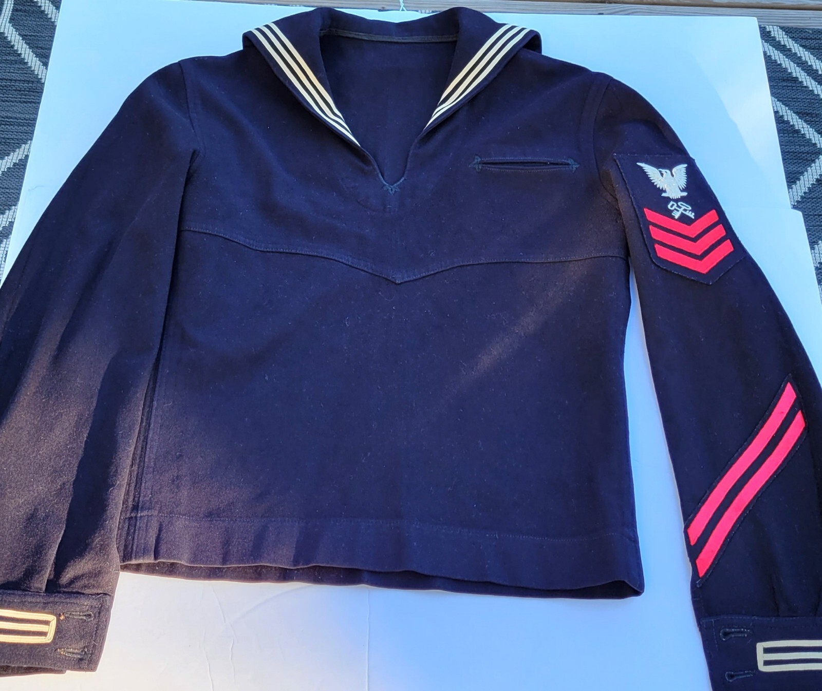 Vintage Naval Clothing Factory Navy Black Sailor Top Mens Sz S GUC 3 ...