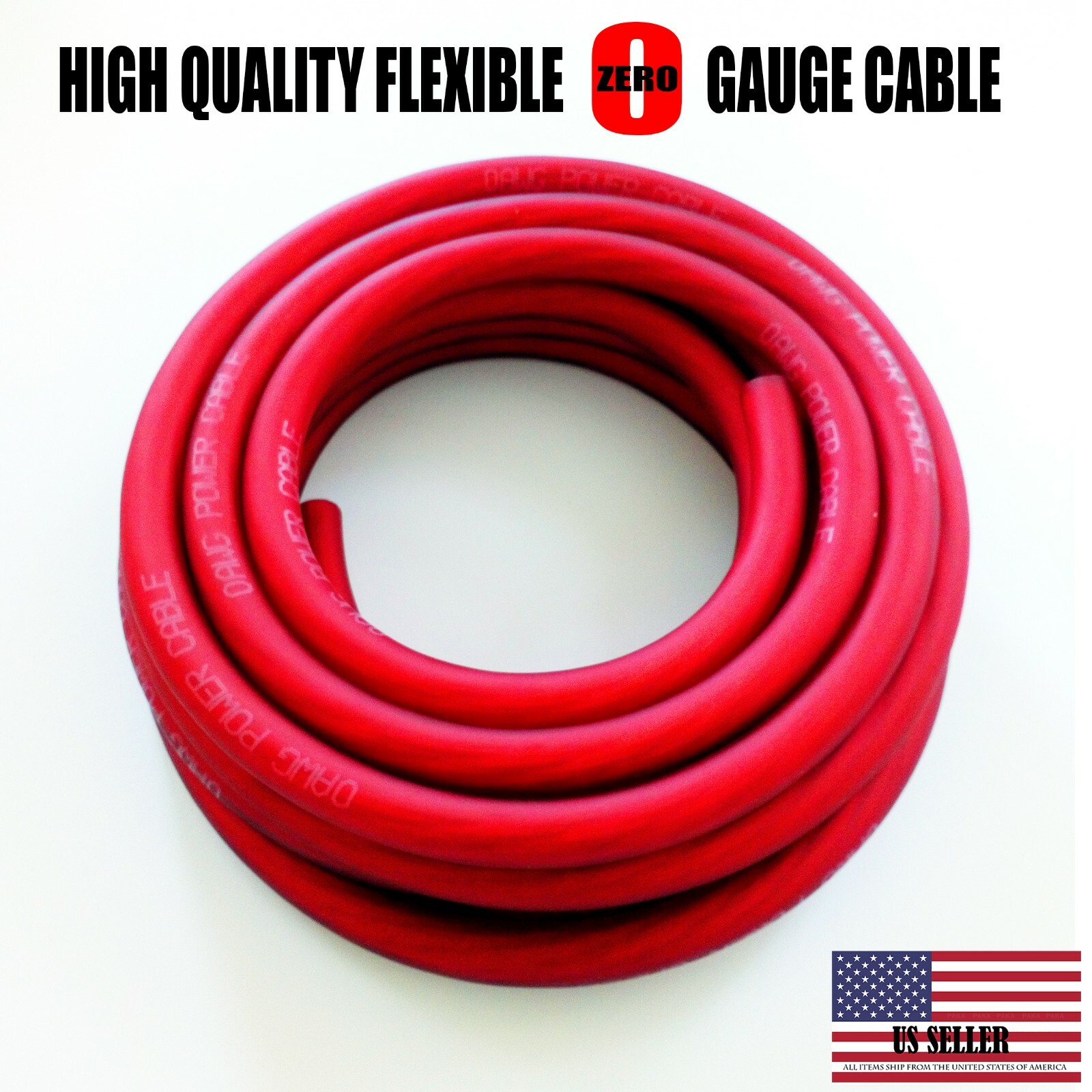 1/0 Gauge Wire RED , Amplifier Power/Ground Amp Wire 25 Feet Cable Roll ...