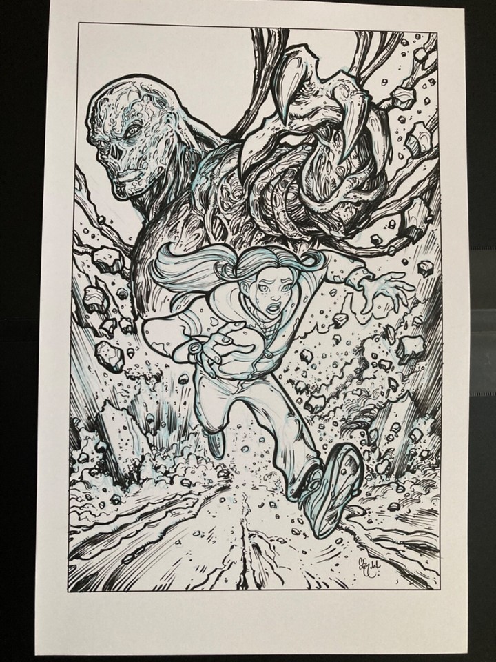 STRANGER THINGS MAX VECNA RUNNING UP HILL 11x17 Original Art CHRIS ...