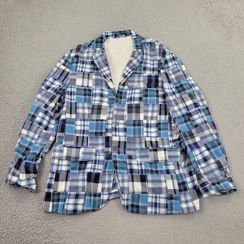 Polo Ralph Lauren Patchwork Blazer Mens XL Blue Madras VTG Plaid Suit Jacket | eBay