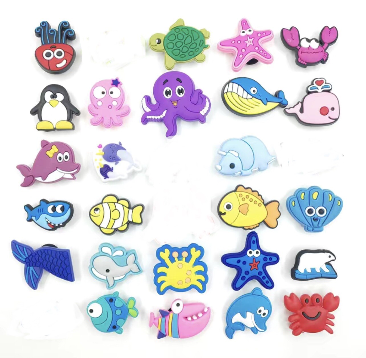 Set of 25pc Sea Life Fish Crab PVC Shoe Charms For Crocs Shoes Croc ...