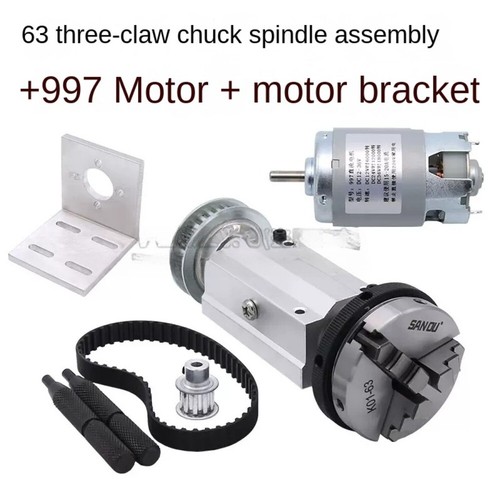 50 Four-jaw / 63 Three-jaw Chuck Spindle Assembly Miniature Lathe ...