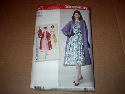 Simplicity Pattern 8731 Misses' Vintage 1950s Dress and Lined Coat 6 ...