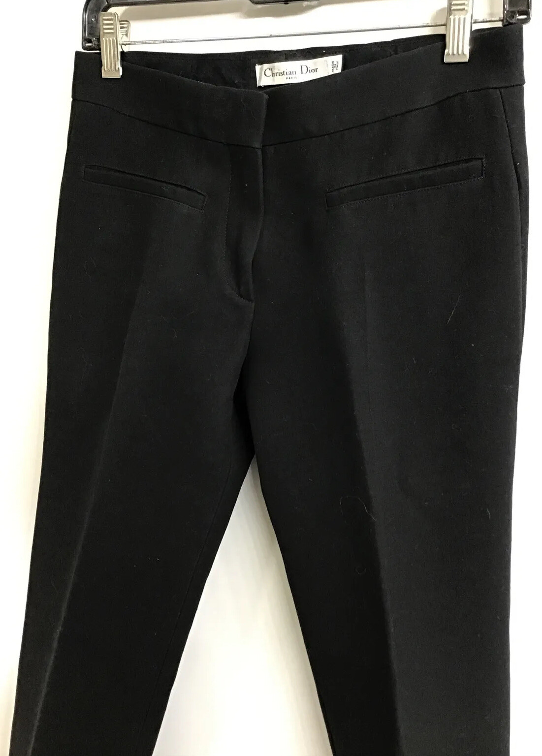 Christian Dior Pants Black Cotton Crêpe Flat Front Ta… - Gem