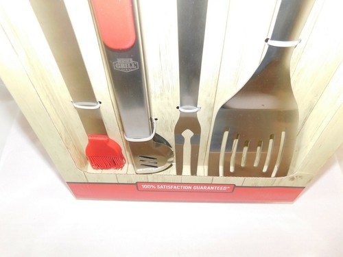 NEW Expert Grill 4-Piece Grilling Set Red Stainless Steel | eBay