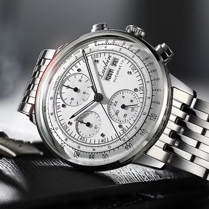 LUOBIN Mens Watch Luxury Automatic Watch For Men Chronograph Date Watch ...