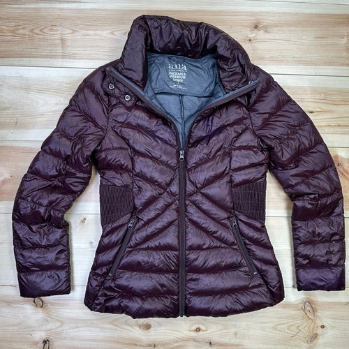 ANA Packable Premium Duck Down Jacket Women's Small Purple Hooded ...