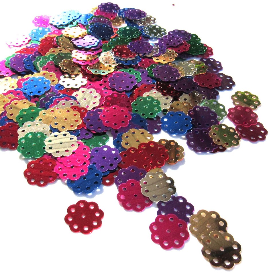 Sequins Wheels Mix 14mm Gold, Silver, Fuchsia, Green, Blue ~150 pieces ...
