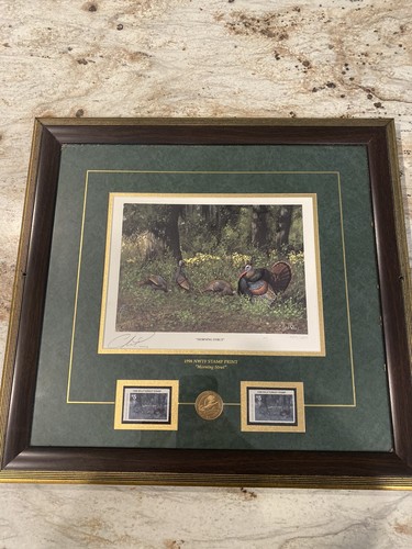 Vintage 1998 NWTF Stamp & Print By C Ford Riley Morning Strut 2 Stamps ...