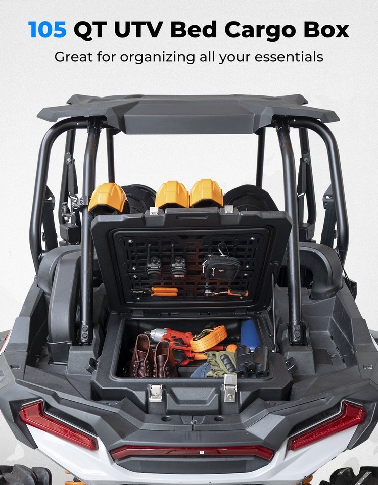 100L UTV Rear Cargo Storage Box for Polaris RZR XP 1000/4 1000/4 Turbo ...