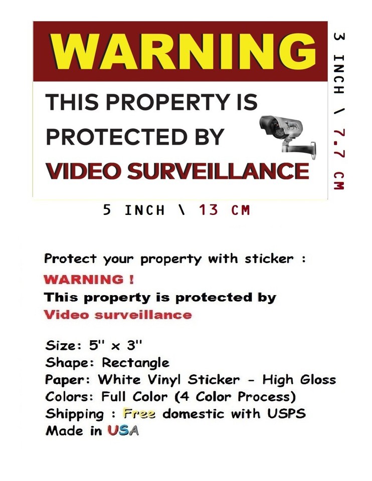 Video surveillance sticker , Warning Camera sticker , Warning Camera ...