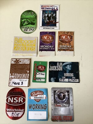 Lot of 11 Las Vegas Country Concert Working Back Stage Working Passes ...