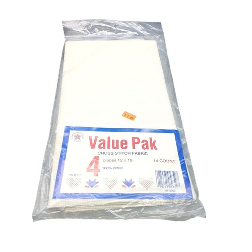 Value Pak Cross Stitch Fabric 4 Pieces 12"x18" 14 Count 100% Cotton ...