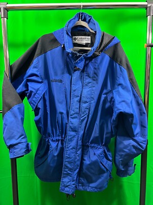 vintage VTG Columbia Double Whammy ski jacket - black/blue - hooded ...