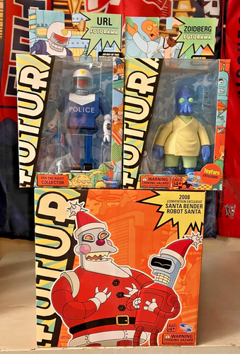 FUTURAMA-4-FIGURES IN 3 BOXES SANTA BENDER, ROBOT SANTA, URL, BLUE ...