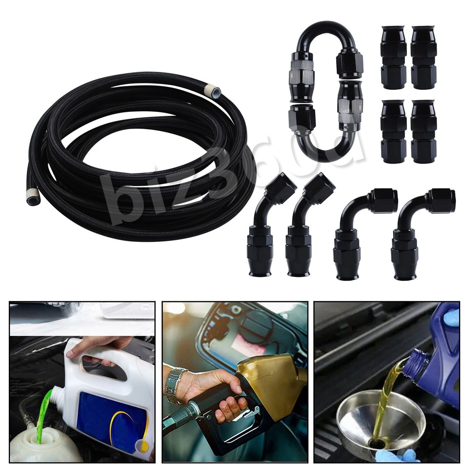 5 Meter AN8 -8AN Fitting Stainless Steel Nylon Braided Oil Fuel Hose ...