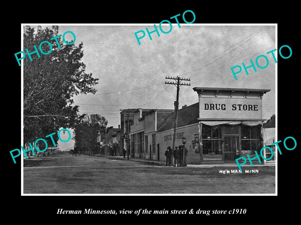 OLD 8x6 HISTORIC PHOTO OF HERMAN MINNESOTA THE MAIN St & DRUG STORE ...