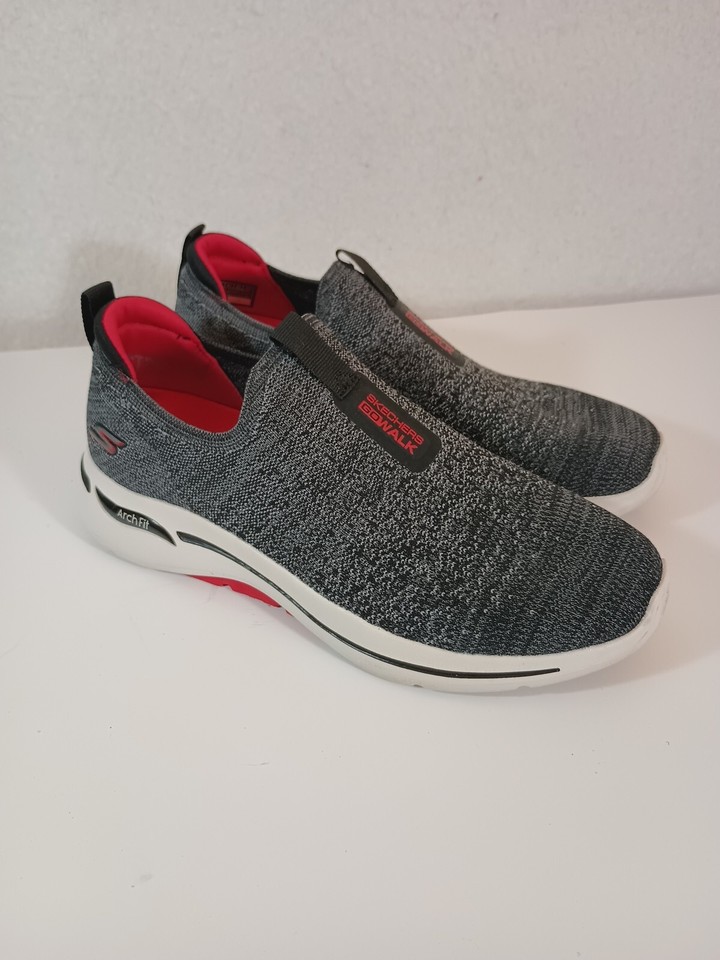 Men's Skechers, Size 8 GO WALK Arch Fit - Linear Axis 216256-BKRD Black ...