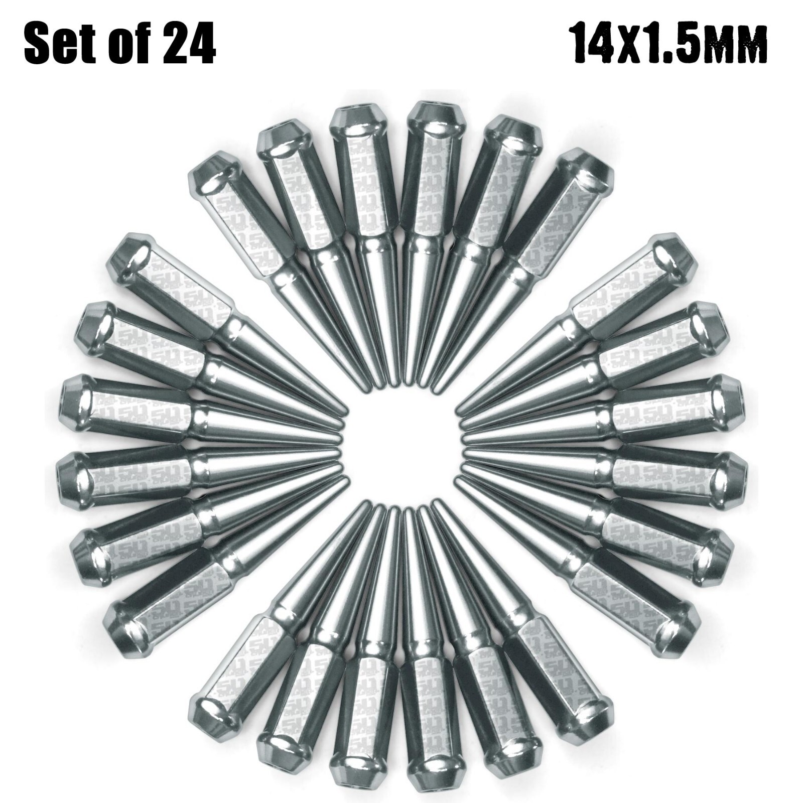 Set of 24 CHROME Spike Lug Nuts 14x1.5 fit Tahoe Yukon Terrain F150 ...