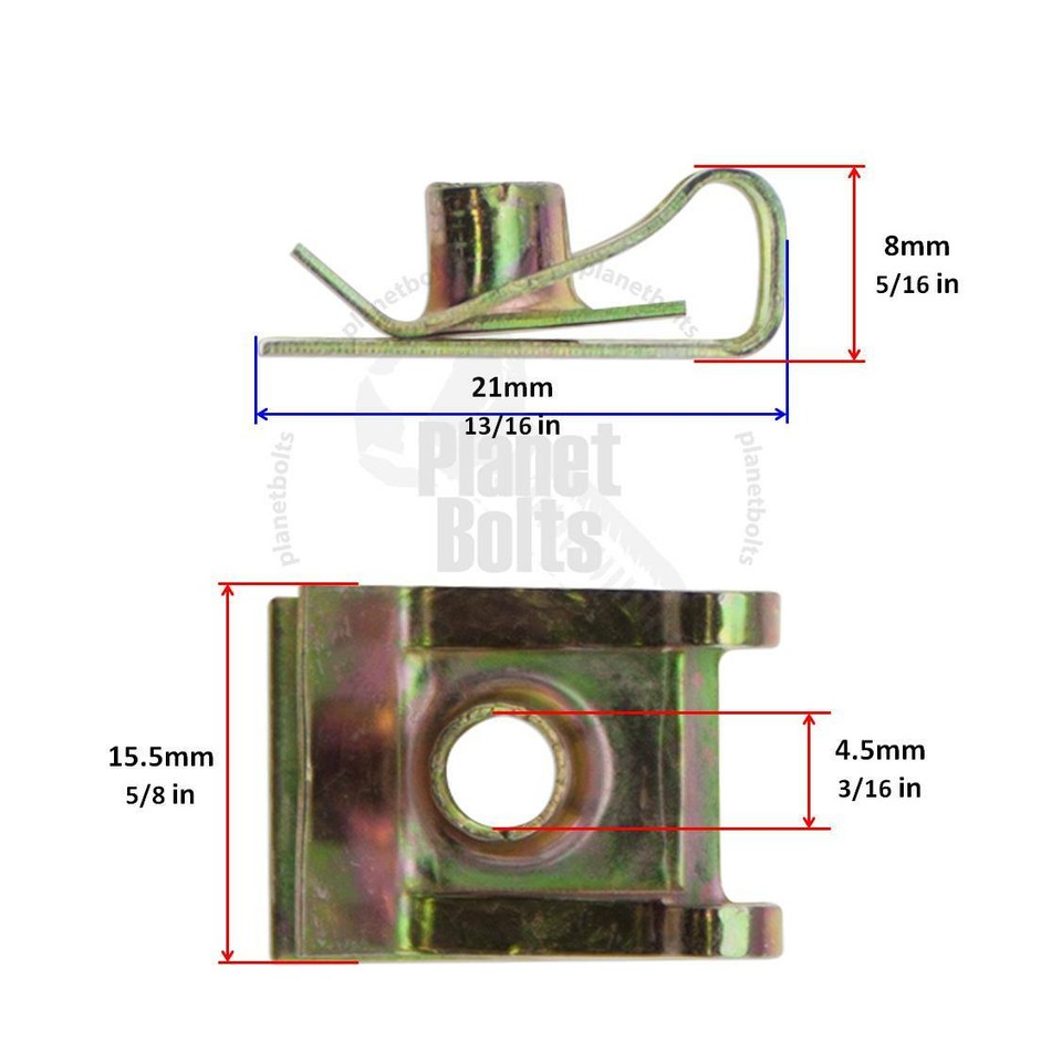 M5 50x U Nut Fairing Clip Universal GSXR CBR Mount M5 x .8p for Machine ...