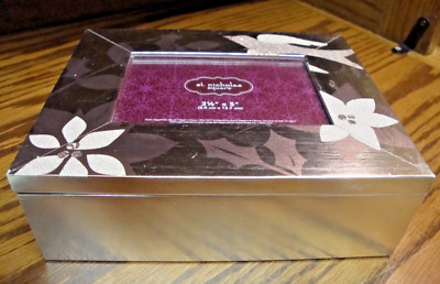 St Nicholas Square Jewelry Box~Photo Holder~ 7.8"x6.3"x2.8" Silver-Tone ...