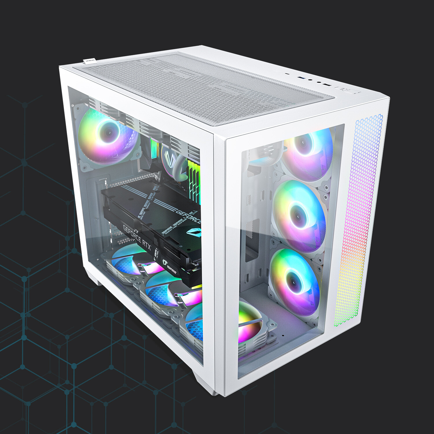 Vetroo AL700 Mid-Tower ATX PC Case Tempered Glass w/ ARGB Led Strip ...