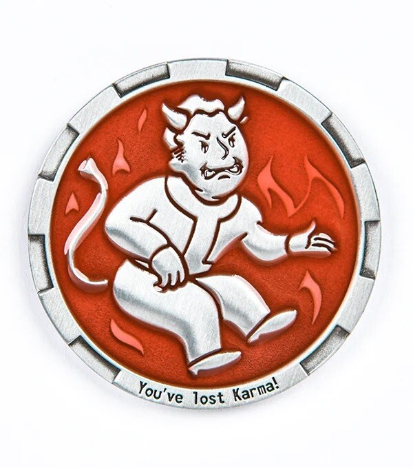 Fallout Gained Lost Karma Flip Coin Blue Red FNV Authentic Bethesda ...