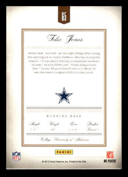 2011 Panini Prime Signatures #65 Felix Jones /499 Dallas Cowboys | eBay