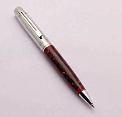 Oliver Vision Rose Red Acrylic Barrel Ballpoint Pen With Chrome Trims ...