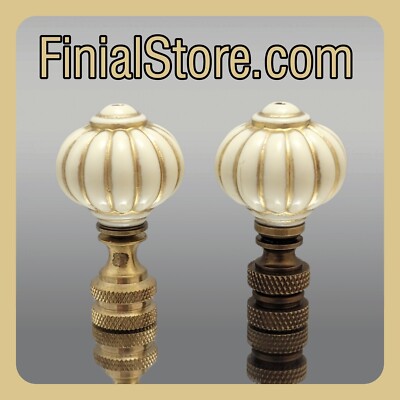 Ivory/Gold, Acrylic, Lenox Style Lamp Finials Polished or Antique Brass ...