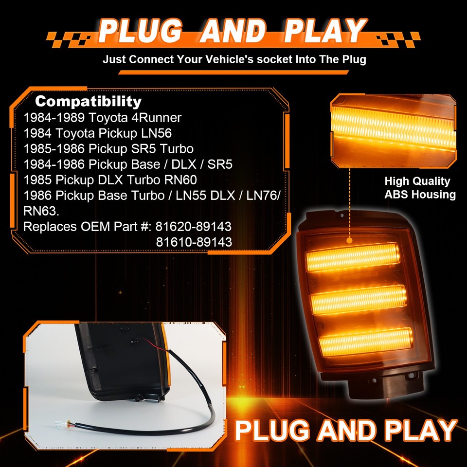LED Front Side Marker Light Corner Parking L For Toyota 4Runner 1984 ...