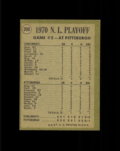 1971 Topps NL Playoffs Game 2: Tolan Scores #200 Cincinnati Reds | eBay