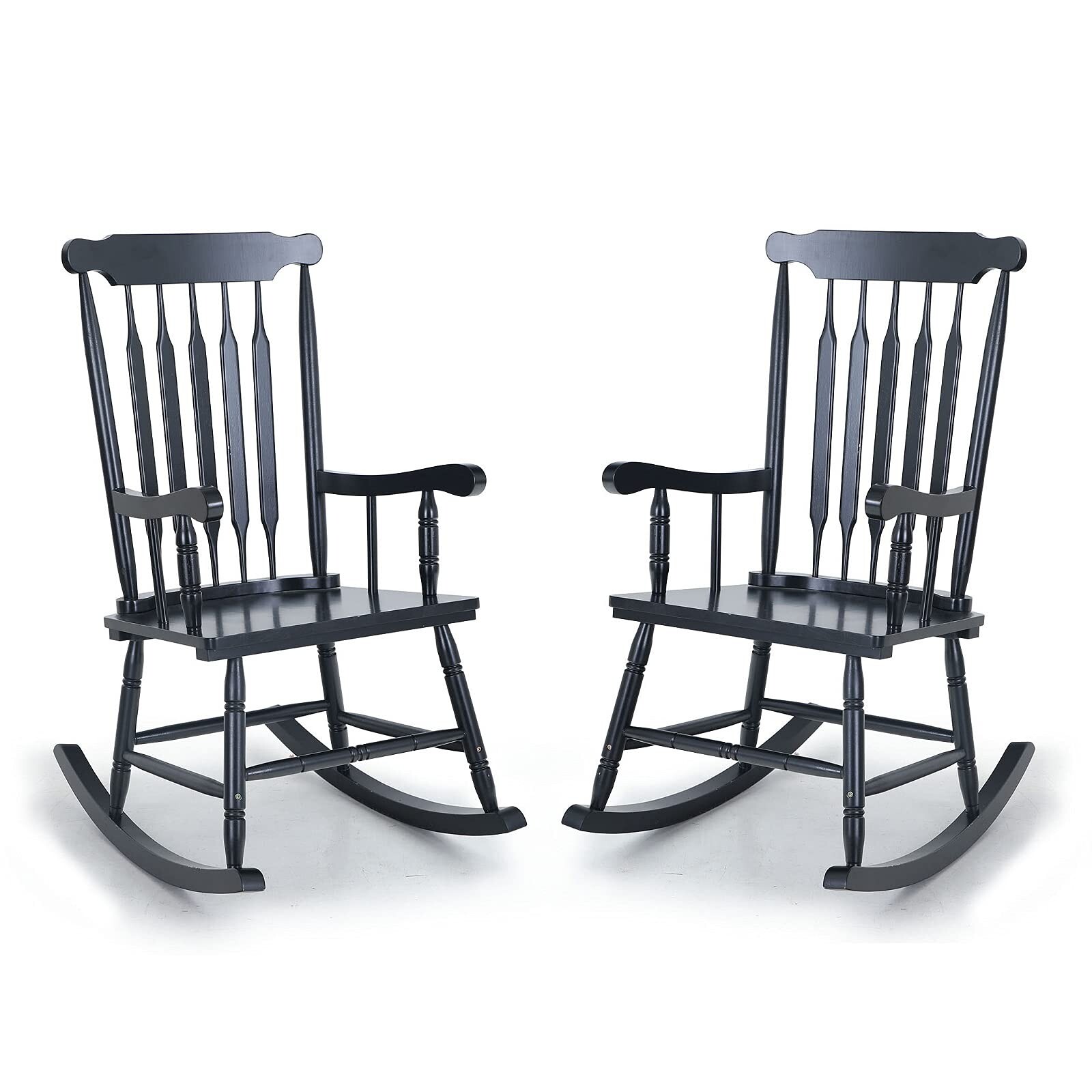 Outdoor Wood Porch Rocking Chair Weather Resistant Finish Balcony ...