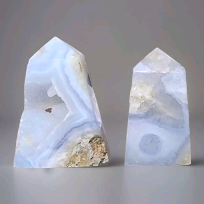 Lot Of 2 Polished Crystal Blue Lace Agate Stone Towers - USA | eBay