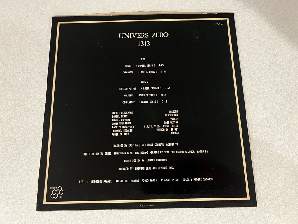 Univers Zero 1313 Vinyl LP Reissue Cryonic Inc. 1984 Prog Rock Avantgarde | eBay