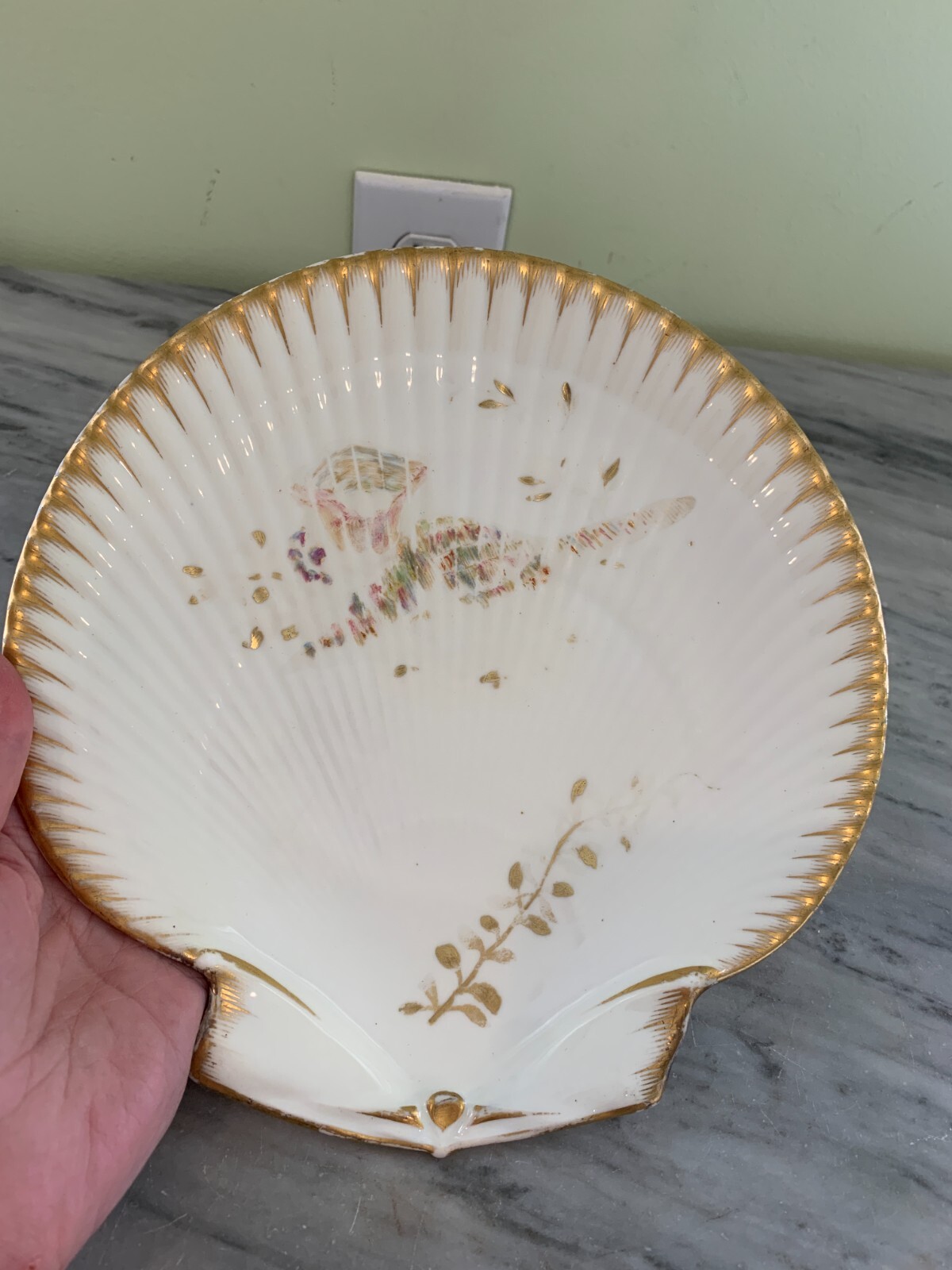 ANTIQUE WEDGWOOD ETRURIA ENGLAND SCALLOP SHELL PLATE HAND PAINTED ...