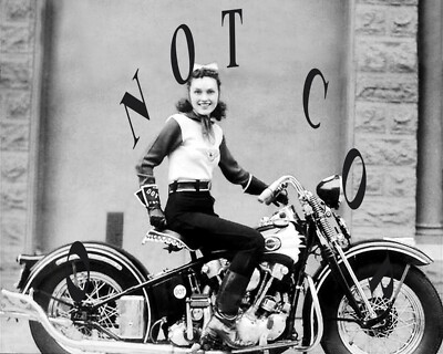 ANTIQUE REPRO 8X10 PHOTOGRAPH DOTTIE ROBINSON ON HER HARLEY DAVIDSON ...