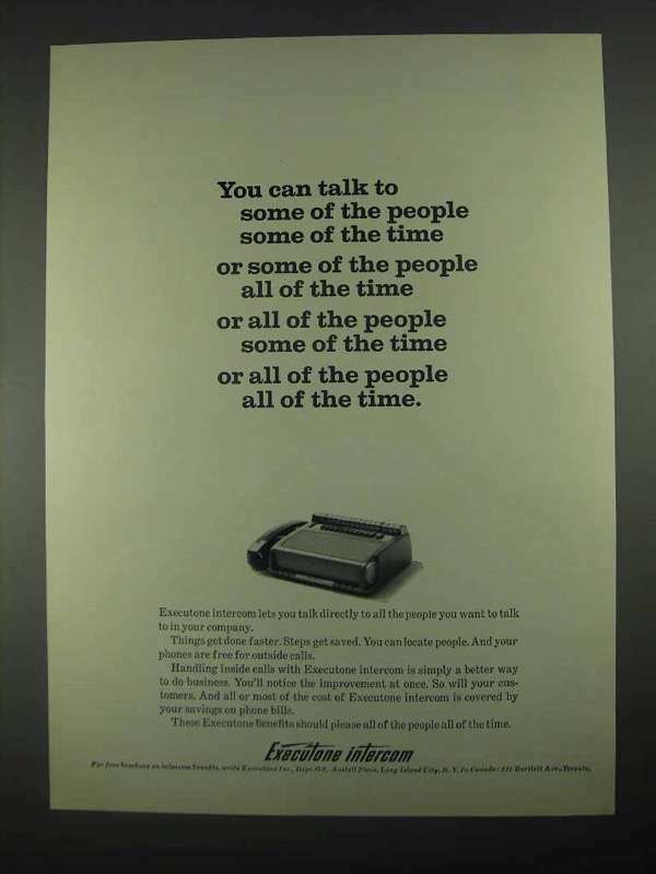 1967 Executone Intercom Ad - Some of the People | eBay