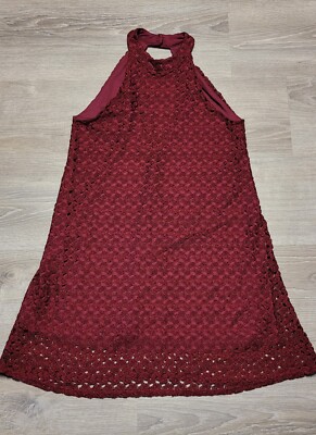 Audrey 3+1 Womens Burgundy Keyhole Neck Lace Dress See Photos For ...