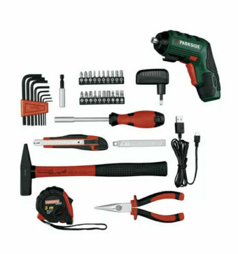Parkside Tool Set with Cordless Screwdriver 47 Piece Set | eBay UK